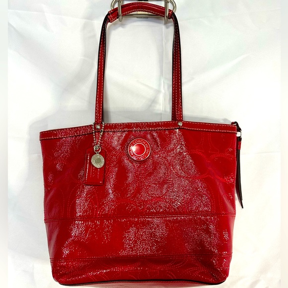 Coach | Bags | Coach Handbag In Red Patent Leather | Poshmark
